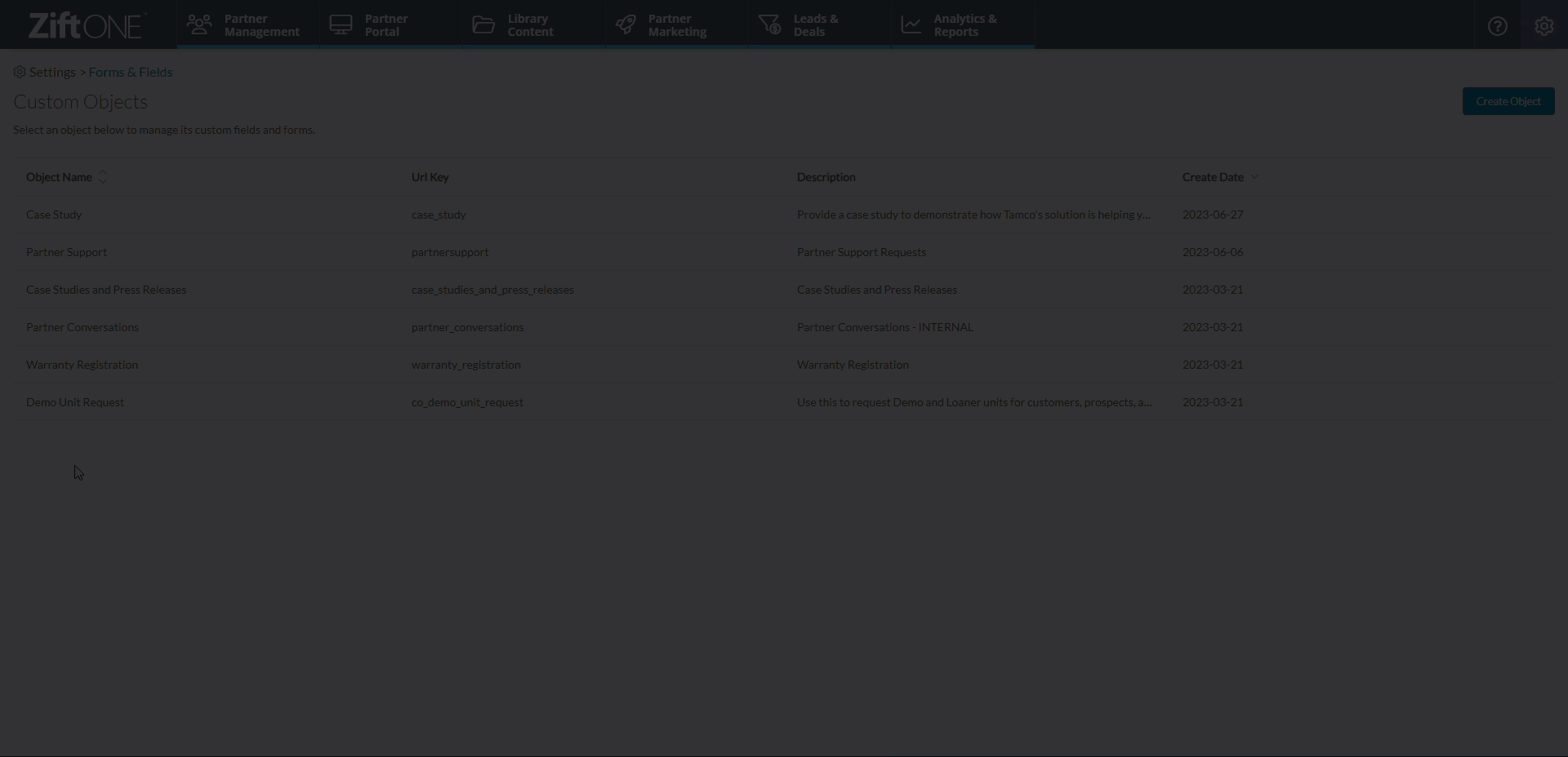 Custom Objects – ZiftONE Admin