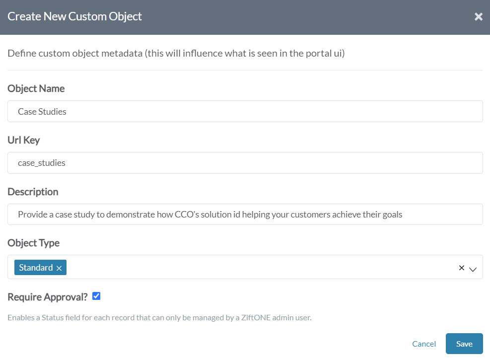 Custom Objects – ZiftONE Admin