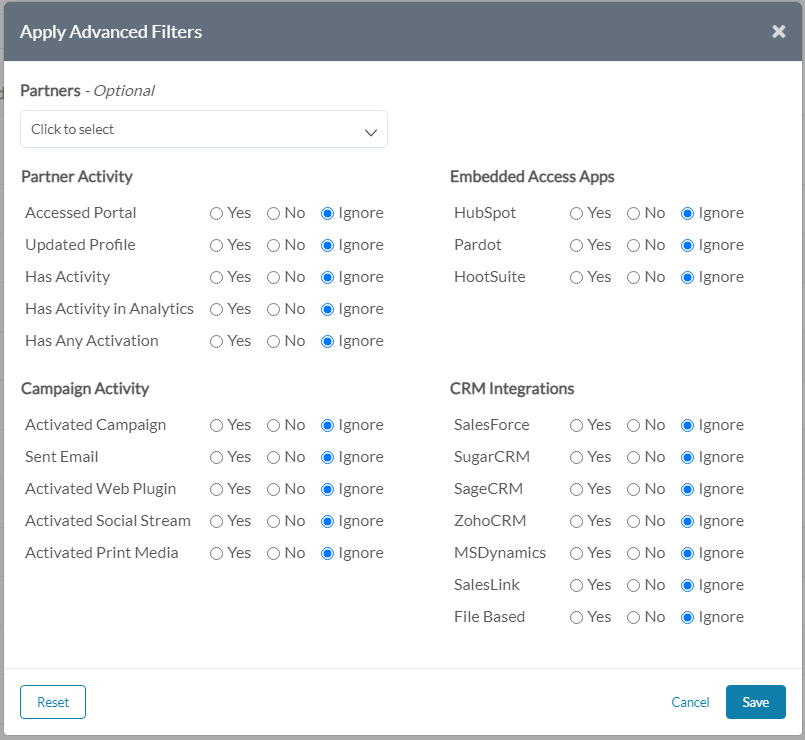 Configuring Advanced Filters in the Partner Accounts List – ZiftONE Admin