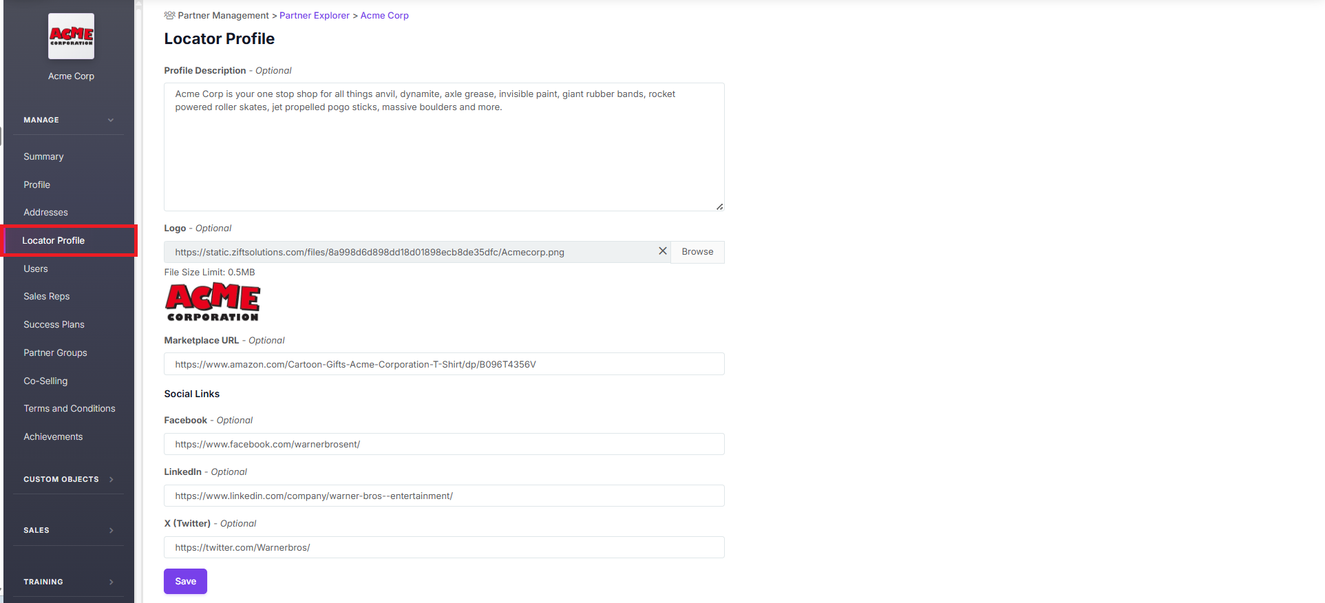 Editing a Partner's Locator Profile – ZiftONE Admin