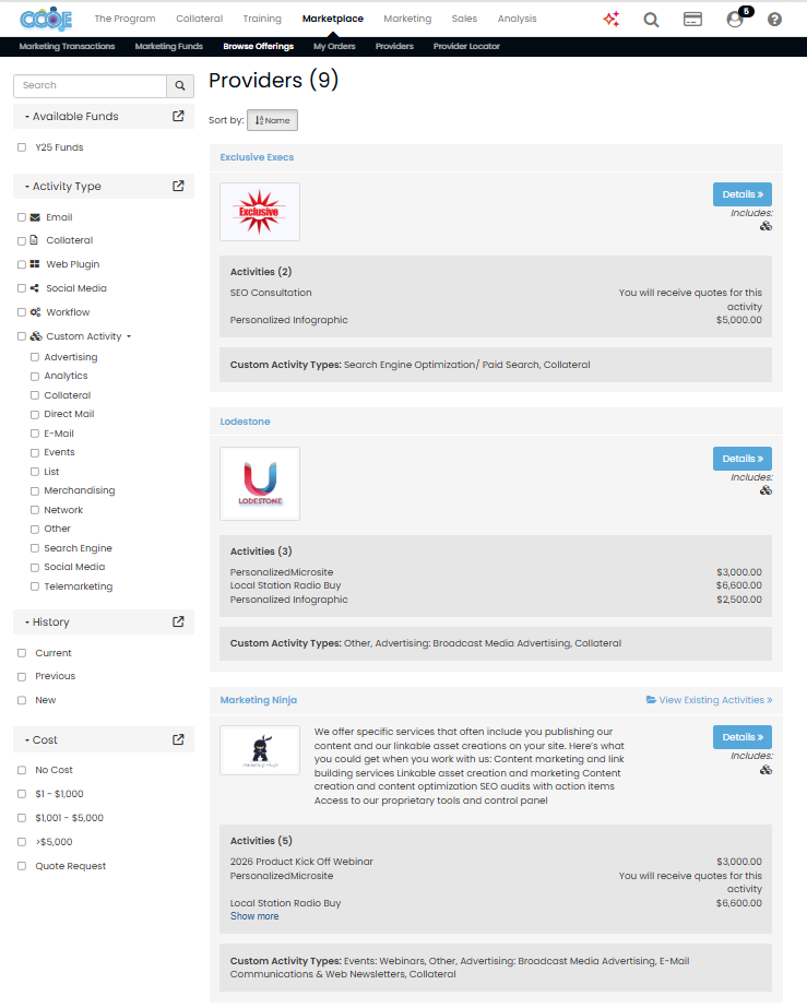 Marketplace Overview – ZiftONE Admin