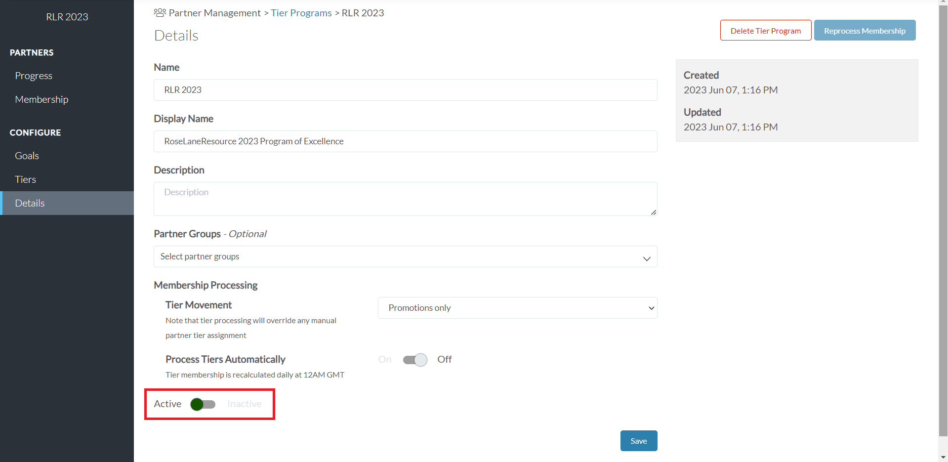 Activating a Tier Program – ZiftONE Admin