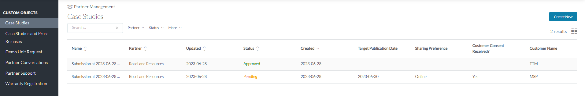 Viewing Custom Object Submissions from Partners and Suppliers – ZiftONE Admin