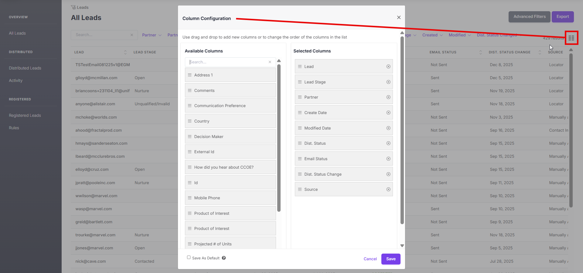 View Leads – ZiftONE Admin