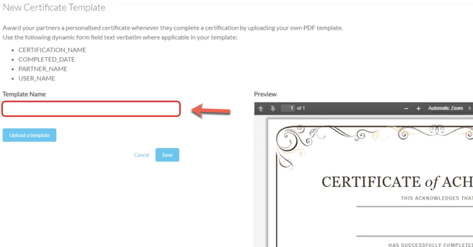 Uploading a Certificate Template to ZiftONE – ZiftONE Admin