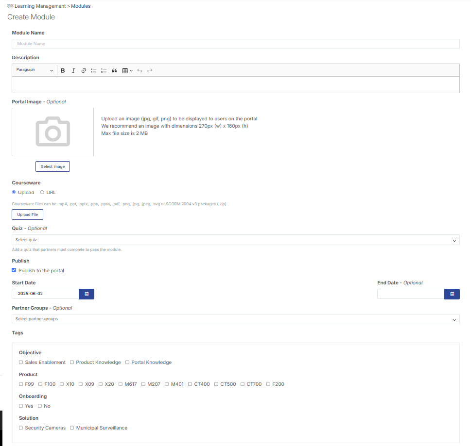 Creating a Learning Module – ZiftONE Admin Creating a Learning Module – ZiftONE Admin