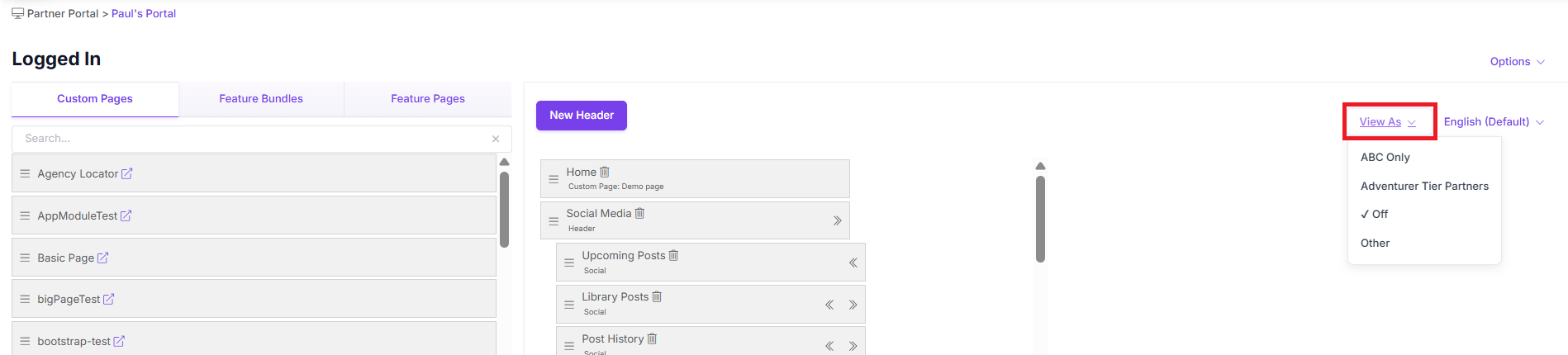 Manage Visibility of Pages in a Partner Portal – ZiftONE Admin