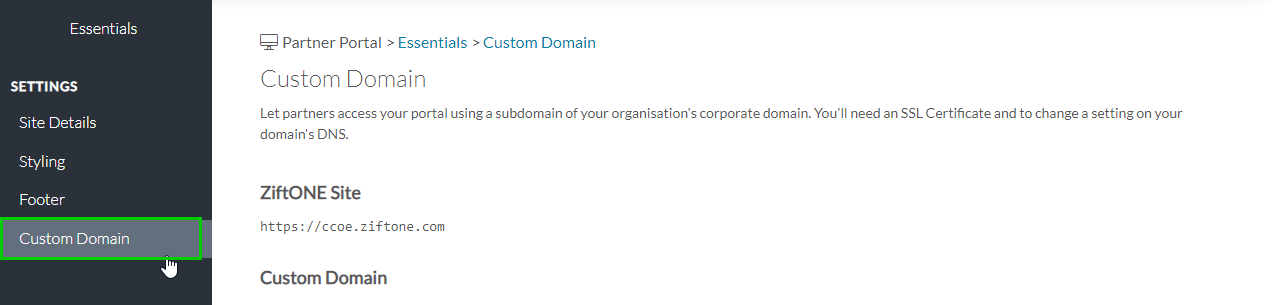 Setting up a Custom Domain – ZiftONE Admin