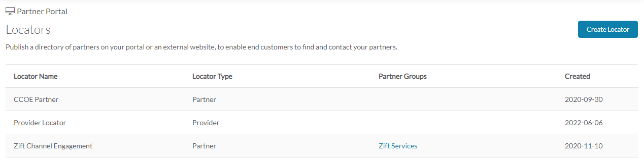 Locators List View – ZiftONE Admin