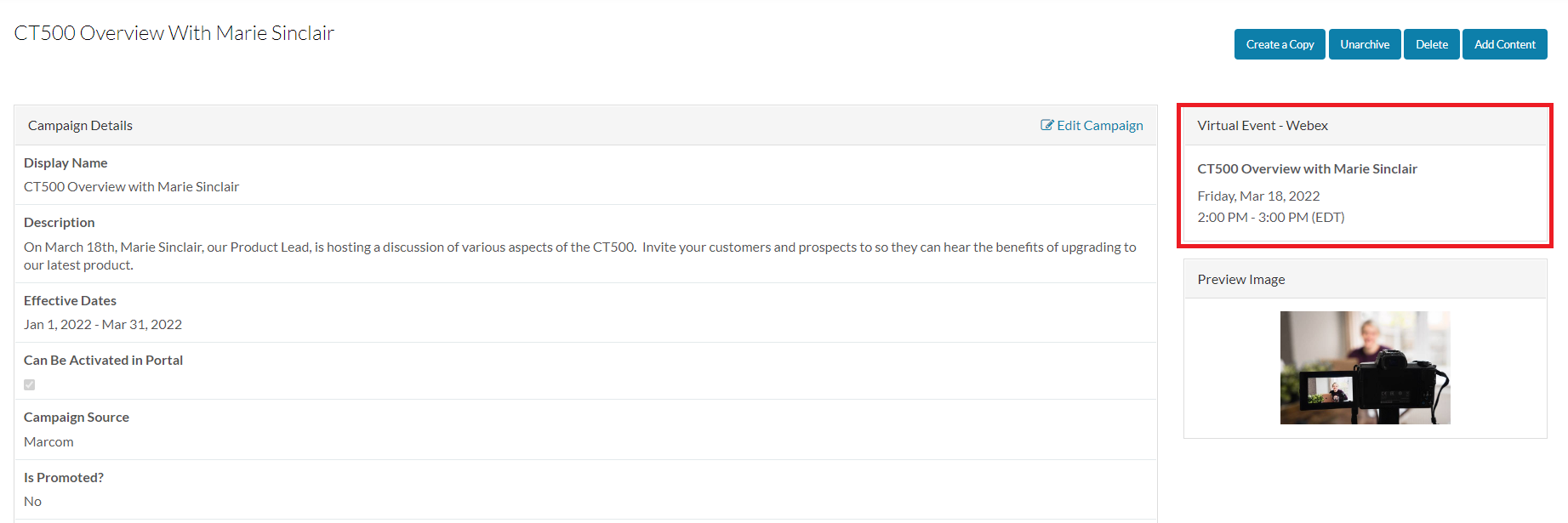 Creating a Supplier-Hosted Webex Event Campaign – ZiftONE Admin
