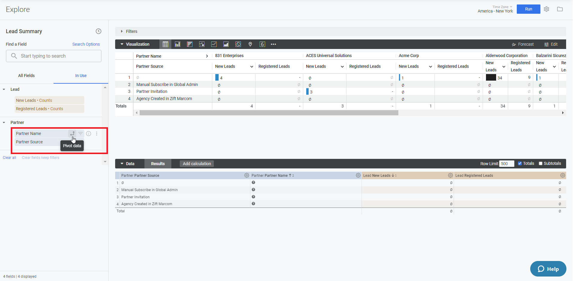 Creating a Pivot Table in a Report – ZiftONE Admin