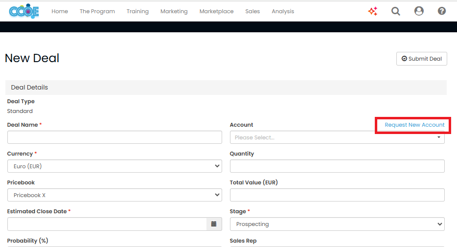 Enabling Account Requests in Deal Forms – ZiftONE Admin