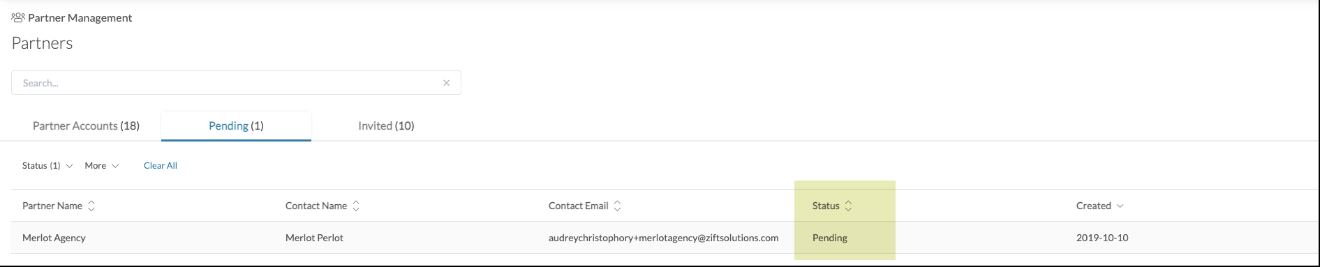 Manage Partners – ZiftONE Admin