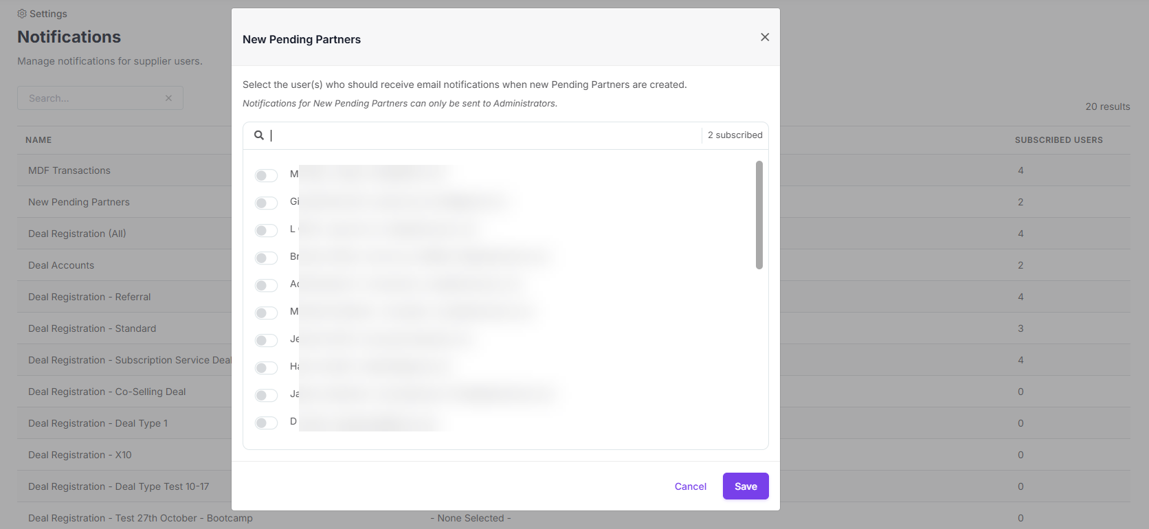 Supplier Notifications – ZiftONE Admin
