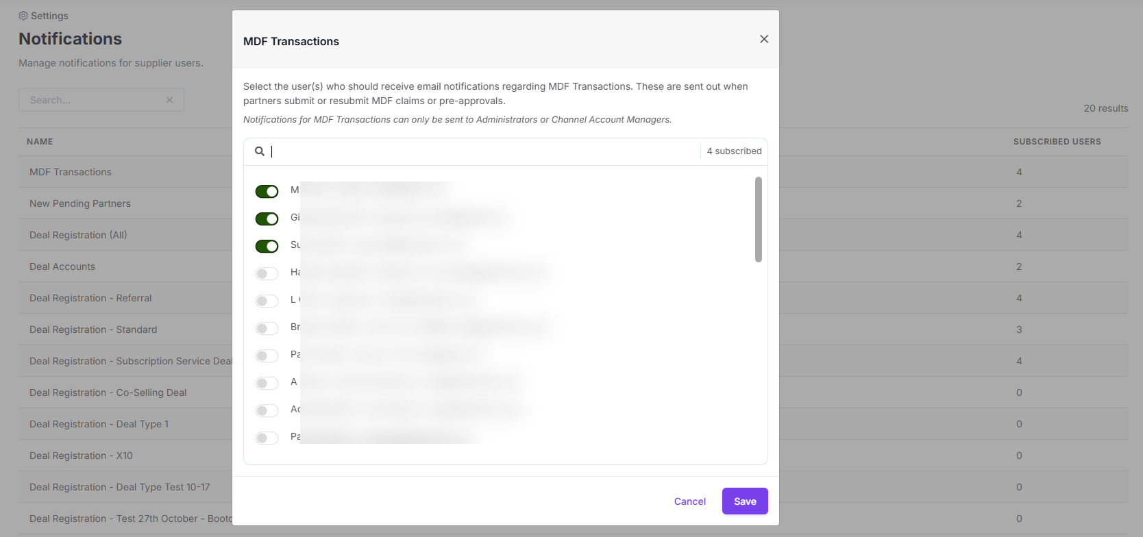 Supplier Notifications – ZiftONE Admin