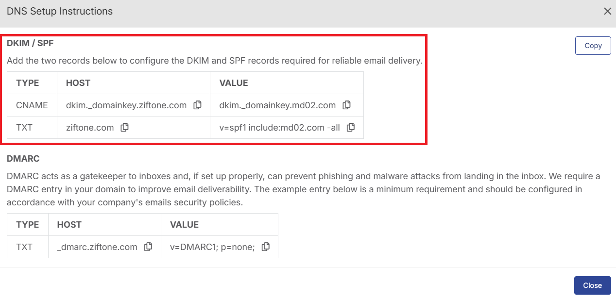 Adding SPF Records for Email Authentication – ZiftONE Admin