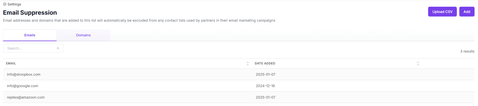 Email Suppression – ZiftONE Admin