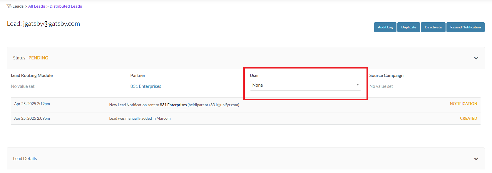Lead Distribution – ZiftONE Admin