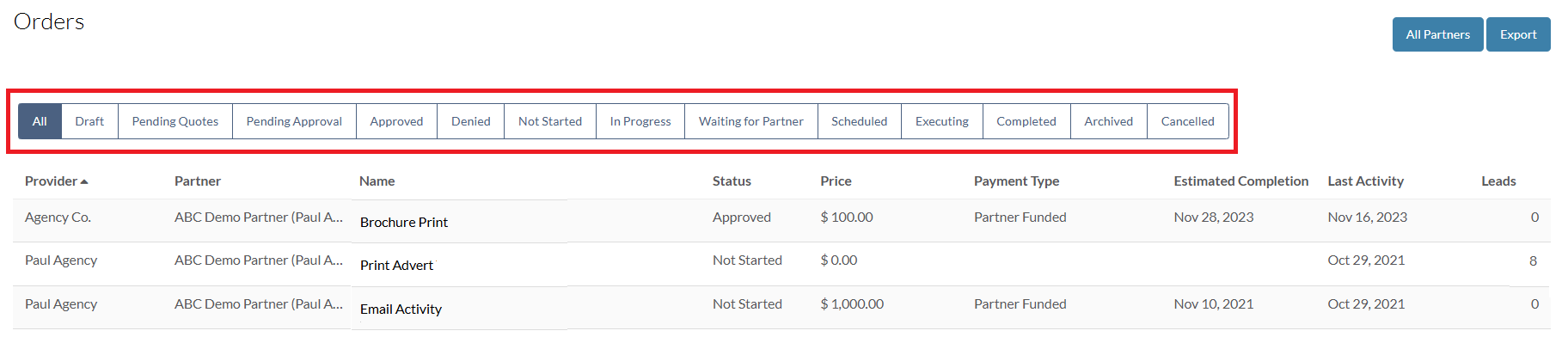 View Provider Orders – ZiftONE Admin