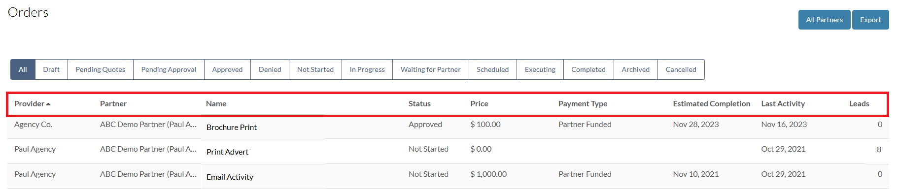 View Provider Orders – ZiftONE Admin